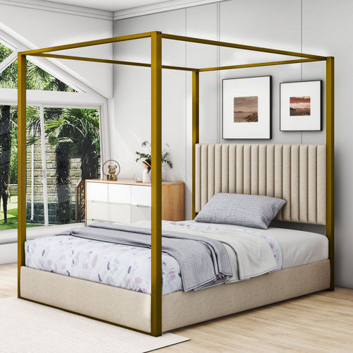 Mercer41 Sighbiorn Queen Upholstery Canopy Platform Bed With Headboard